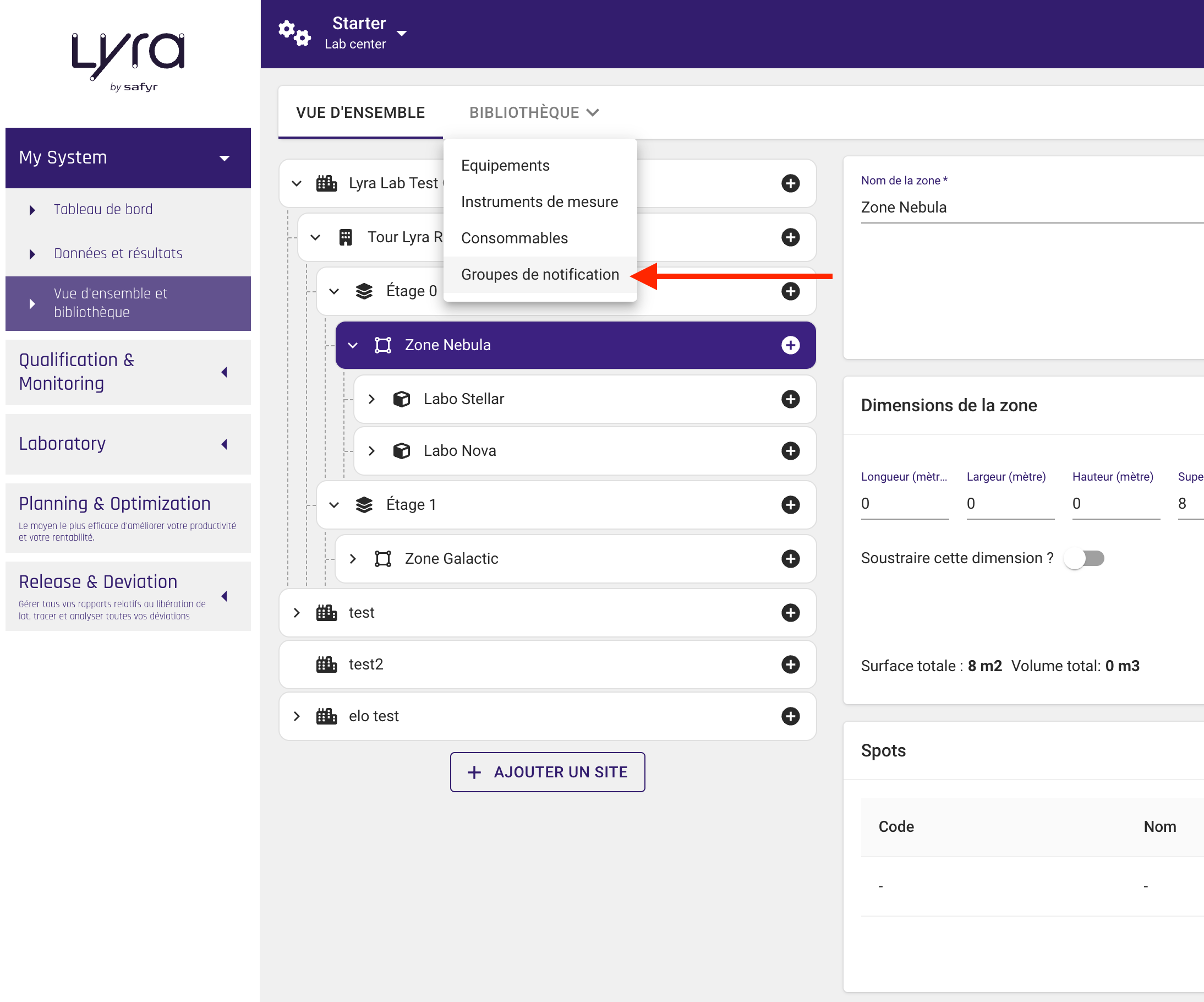 Groupes de notification – Lyra System